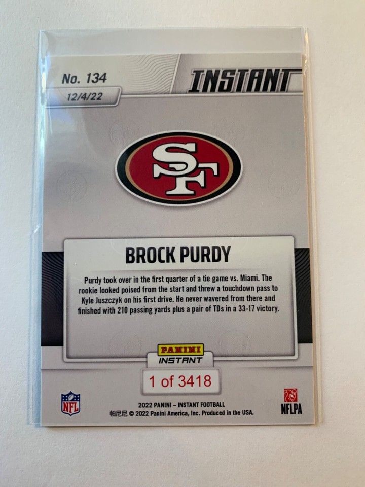 2022 Brock Purdy Panini Instant Rookie Card #134 | eBay