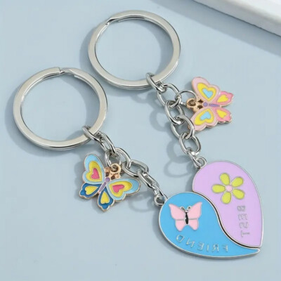 Set of 2 Best Friends Keychains Butterflies Colorful Rainbow Pastel ...