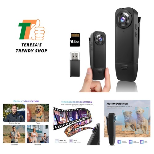Mini Body Camera 1080P Police Body Camera with Memory Card,Body Worn ...