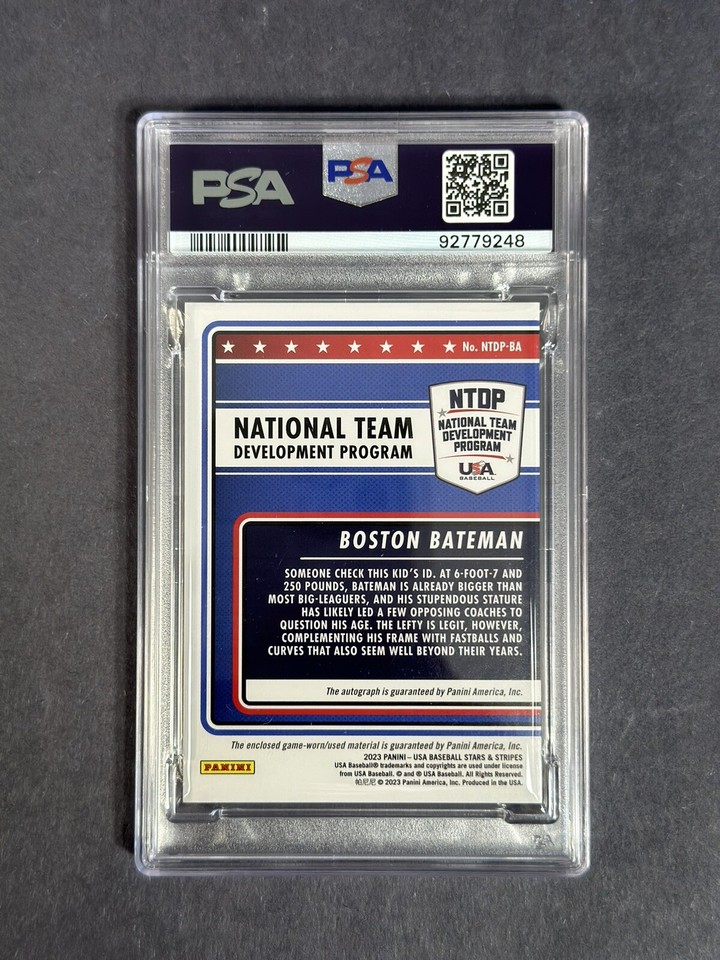 Boston Bateman 2023 Stars & Stripes USA PATCH AUTO RPA Rookie Card PSA ...