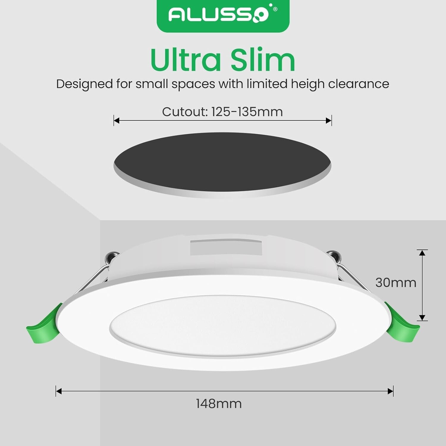 ALUSSO LED Recessed Ceiling Spot Lights 10W IP44 Ultra Slim Cool White 6 Pack | eBay UK