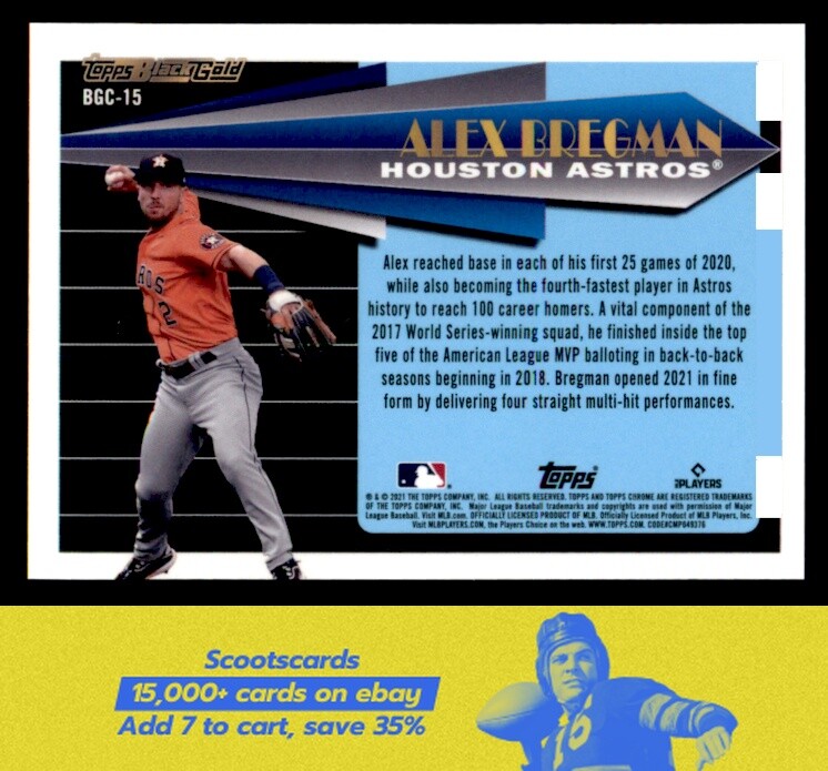 2021 Topps Chrome Update Alex Bregman Topps Black Gold #BGC-15 Houston ...