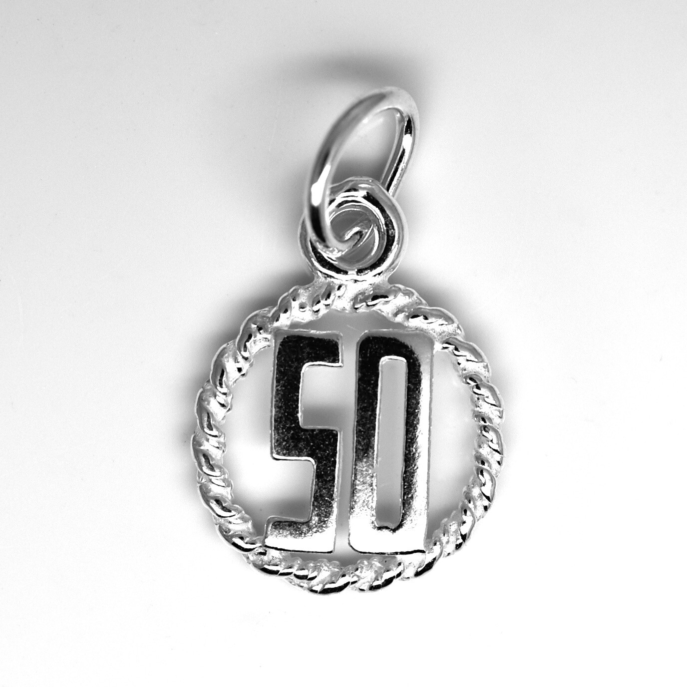 50th Birthday Anniversary 50 Fifty Fiftieth Charm Pendant STERLING ...