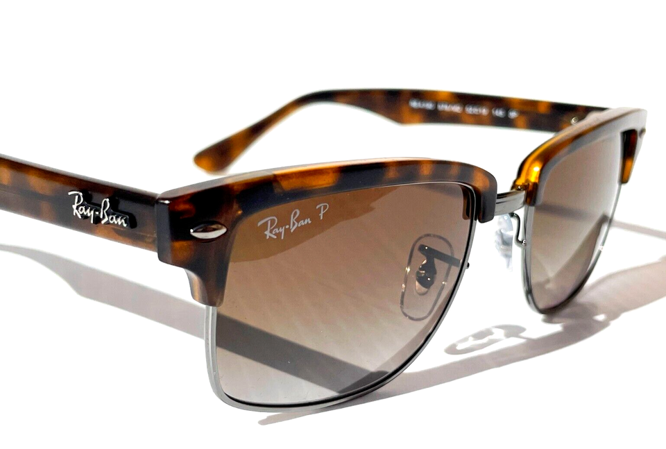 Ray Ban CLUBMASTER Demi Gloss Havana POLARIZED Brown Sunglass RB4190 ...