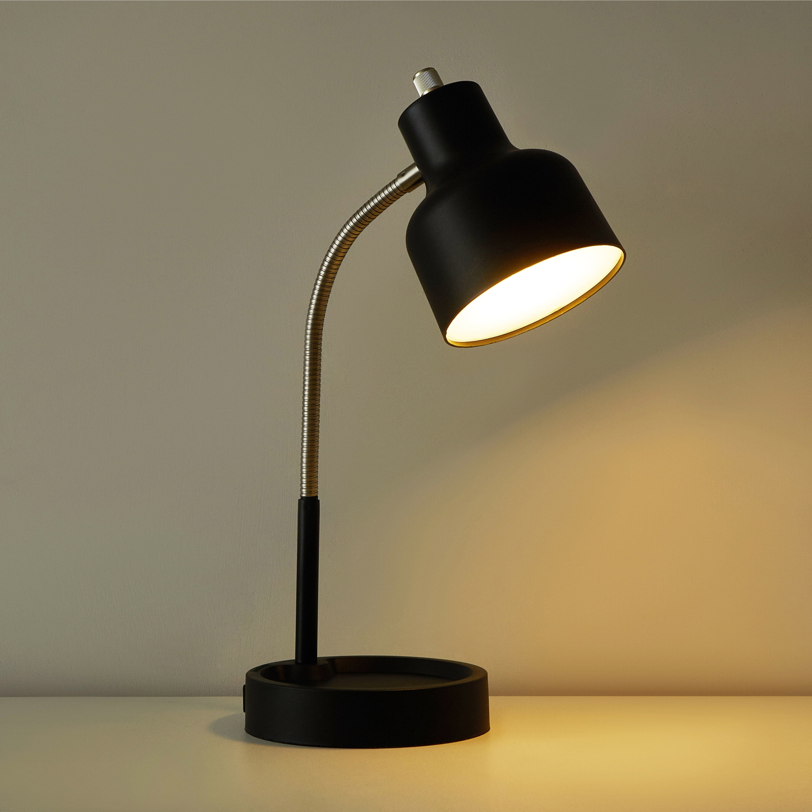 "LED Desk Lamp with Catch-All Base & AC Outlet, Matte Black" | eBay
