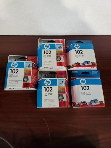 Lot of 5 GENUINE HP 102 Photo Gray Ink Cartridge 8750 EXPIRED 2009 ...