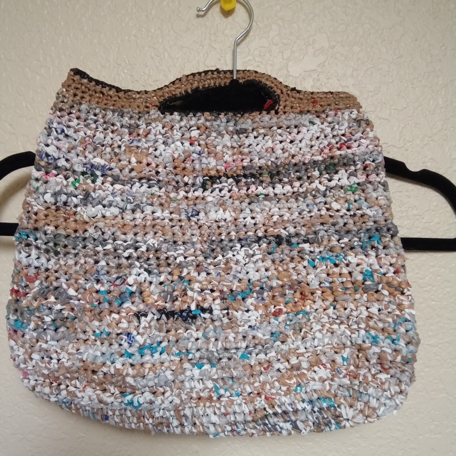 Handcrafted Crocheted Plarn Tote Bag Women Multicolored Original Unique ...