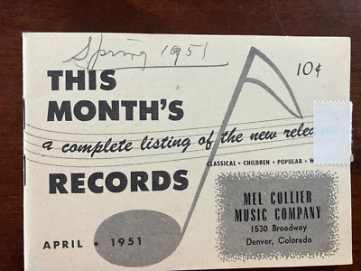 1951 Mel Collier Music Co Denver CO This Month’s Records List of ...