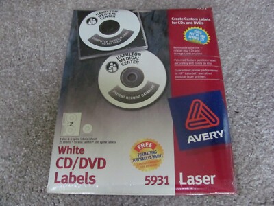 Brand New Avery 5931 Removable CD/DVD Labels 50 Disk/100Spine Labels | eBay