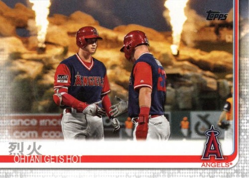 OHTANI GETS HOT (ERROR CARD) with Mike Trout 2019 Topps Series 2 Card ...