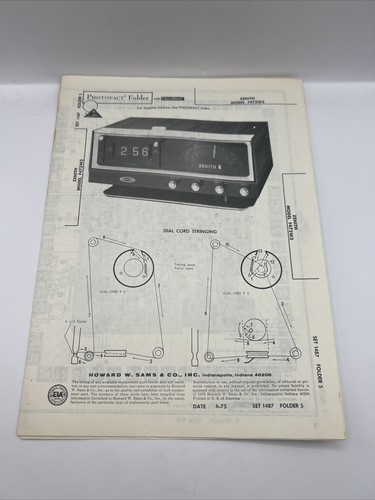 Vintage 1975 SAMS PHOTOFACT Manual Schematic Zenith Clock AM FM Radio ...