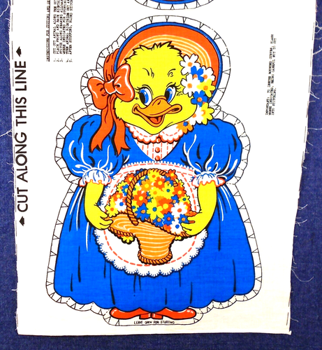 Vintage Doris Duck Blue Dress Flowers Pillow Toy Doll Cotton Fabric ...