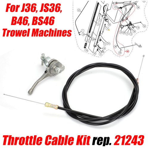 Throttle Cable Kit Replacement 21243 For J36, JS36, B46, BS46 Trowel ...