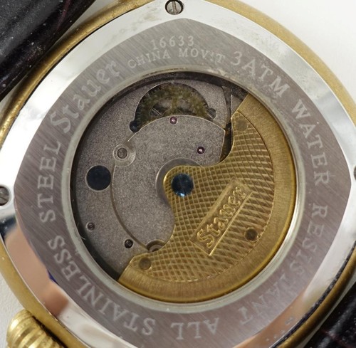 Men Stauer Dashtronic Jump Hour Watch 21 Jewels/Automatic/Gold Tone ...