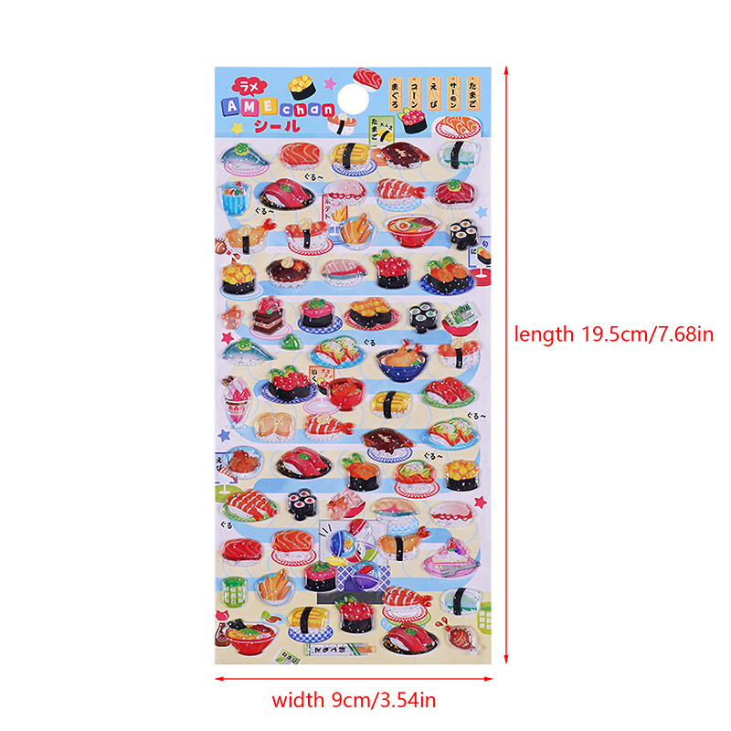 1Pcs Kawaii Cartoon Glittering Stickers Cute Animal Food Sticker Laptop ...