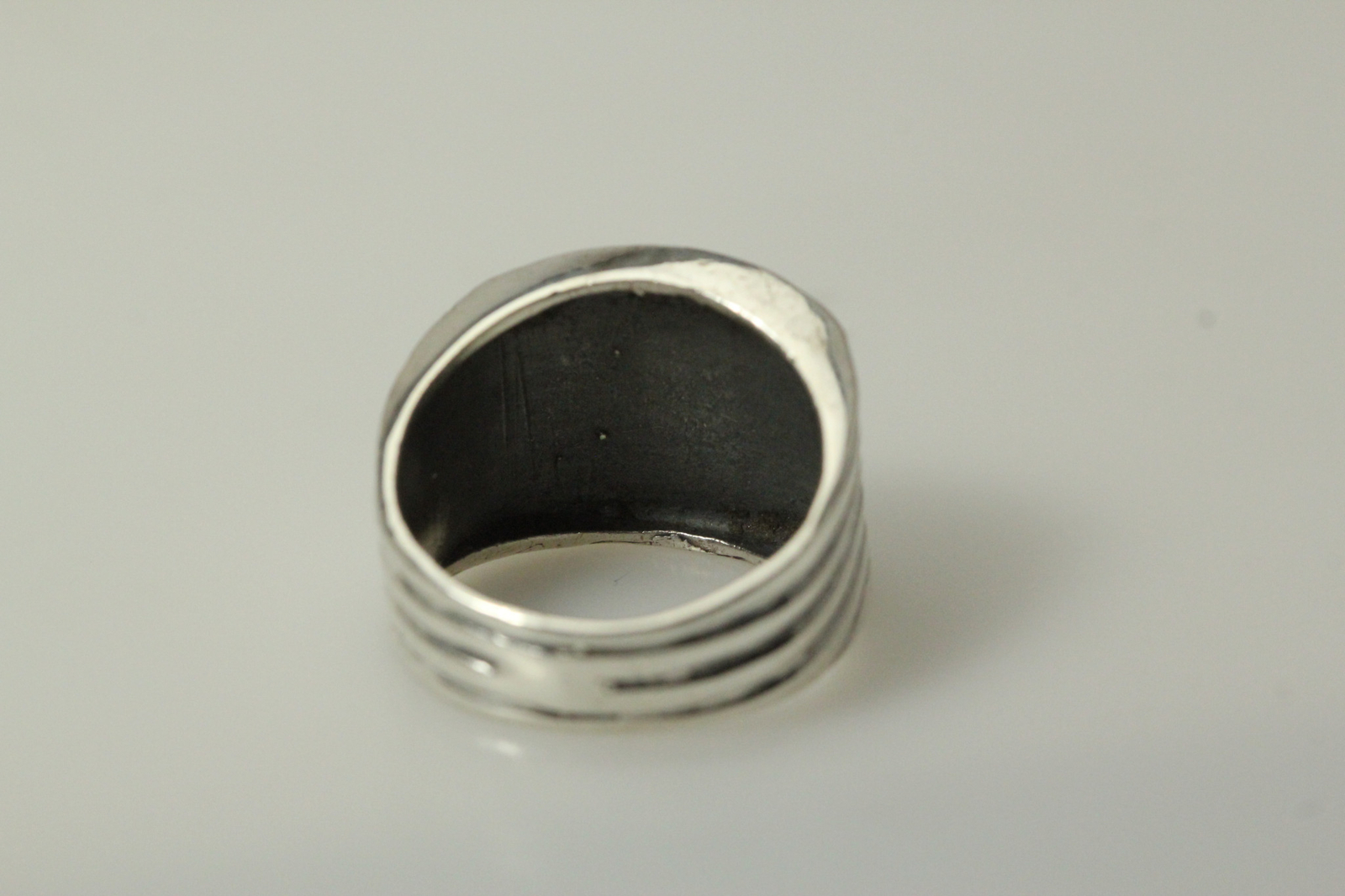 Unmarked Ribbed Cigar Band 925 Sterling Silver Ring (RIN7889) | eBay