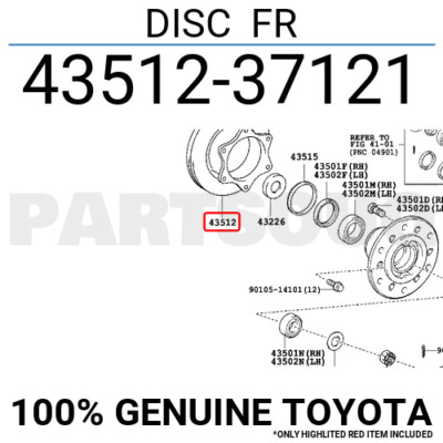 4351237121 Genuine Toyota DISC FR 43512-37121 | eBay