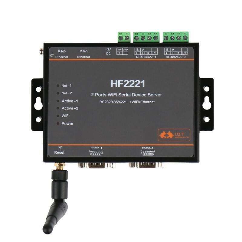 2-Port Serial Server HF2221 RS232/485/422 to Wifi/Ethernet w/Suction ...