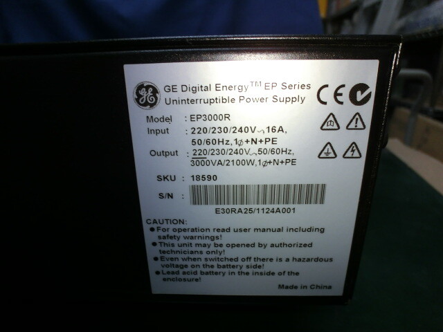 GE Digital Energy EP3000R Uninterruptible Power Supply,220Vac,16A,No ...