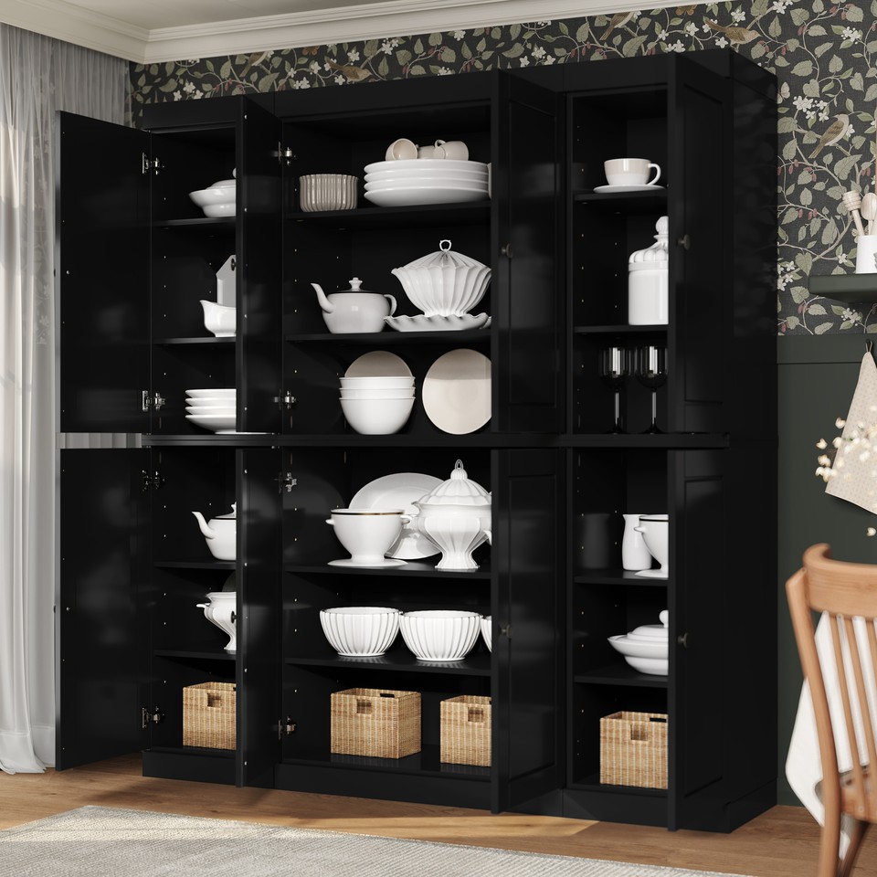 100% Solid Wood Modular China Pantry Buffet w glass/solid door by ...