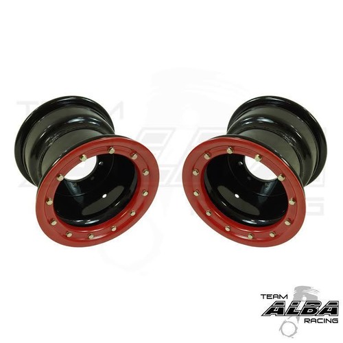 TRX 450r 400ex Rear Wheels Beadlock 9x8 3+5 4/110 Alba Racing Blk/red ...