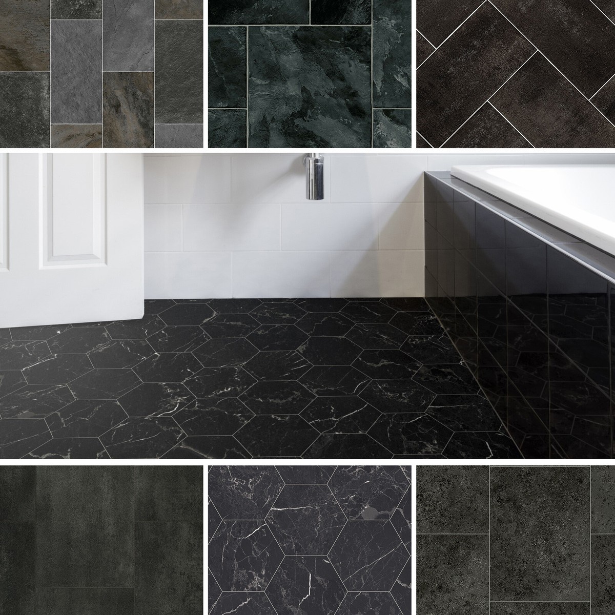 Vinyl Tile Flooring Patterns Kingsford Dark Grey Wood Effect Rigid