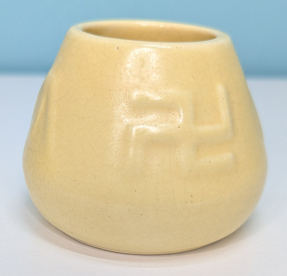 Vintage Raised Swastika Symbol Small Beige Vase | eBay