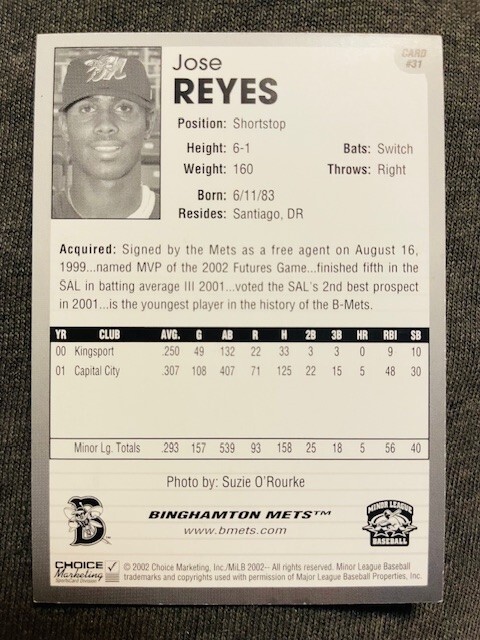 2002 Choice Binghamton Mets #31 Jose Reyes Card Rare | eBay