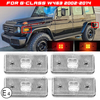 F&R LED Side Marker Light Clear For 2002-14 Mercedes-Benz W463 G500 ...