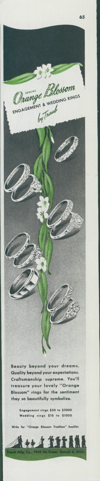 1948 Traub Orange Blossom Engagement Wedding Ring Tradition Booklet ...