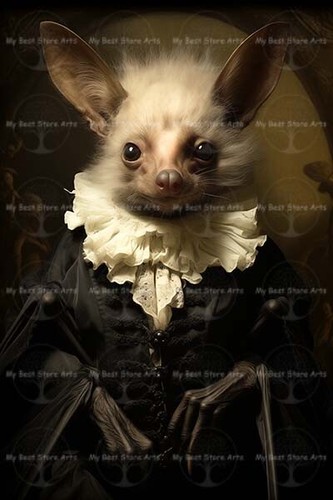 Bat Fine Art Print, Victorian Dressed Bat Wall Decor, Bat Portrait ...