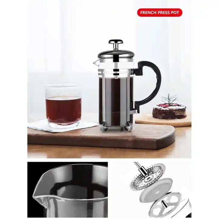 Home Cafe Wooden Manual Coffee with French Press Pot Grinder Antique ...