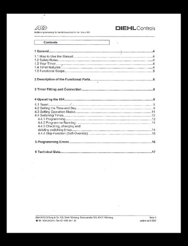 PROGRAMMING MANUAL FOR A DIEHL CONTROLS SERIES 884 TIMER | eBay