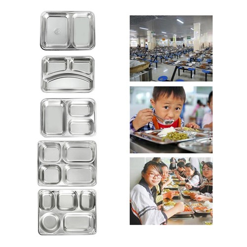 School Mess Hall Stainless Steel Divider Plate Lunch Container ...