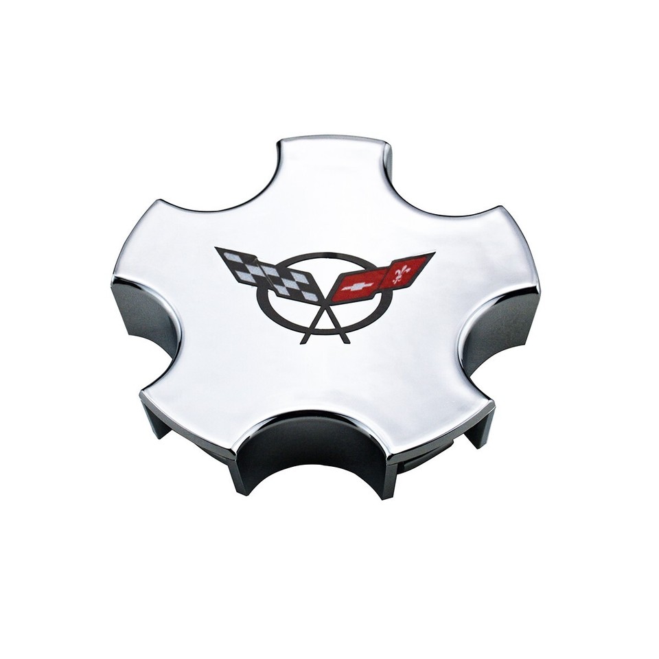 2Pc Fits 2000-2004 C5 Corvette Cross Flag Logo Wheel Center Caps Chrome ...
