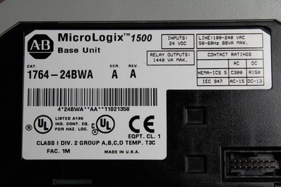 ALLEN BRADLEY 1764-24BWA MICROLOGIX 1500 BASE UNIT W/PROCESSOR | eBay