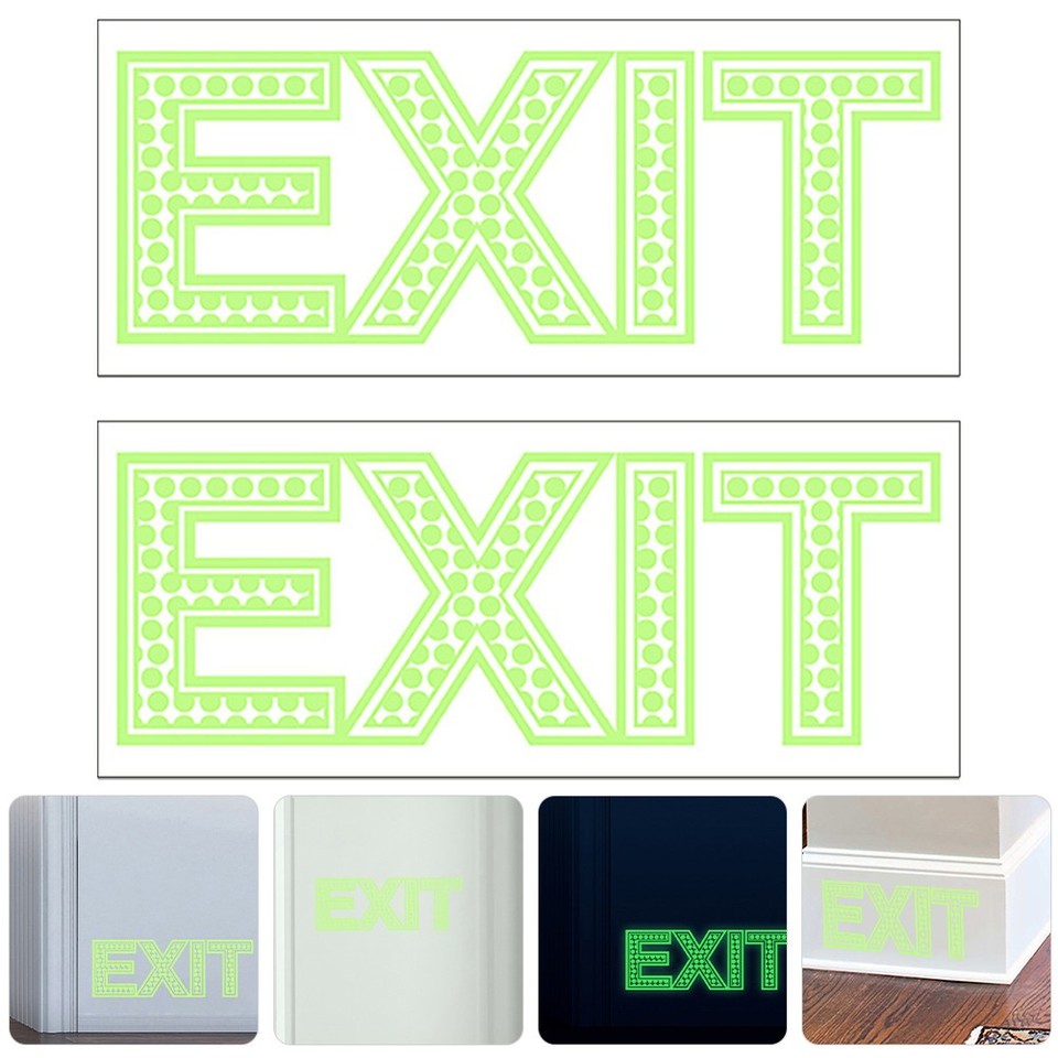 2 Sheets Adhesive EXIT Sticker Glow In The Dark EXIT Decals EXIT Sign ...
