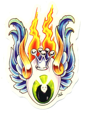 flaming eyeball sticker hot rod drag race tattoo kustom kulture ...
