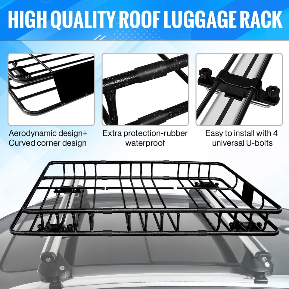 200LBS 54" Roof Rack Cargo Carrier Basket Car Rooftop Baskets Luggage ...