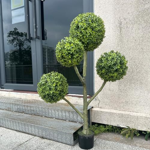 Artificial Boxwood Topiary Ball Tree Fake Topiary Tree Faux Four Ball ...