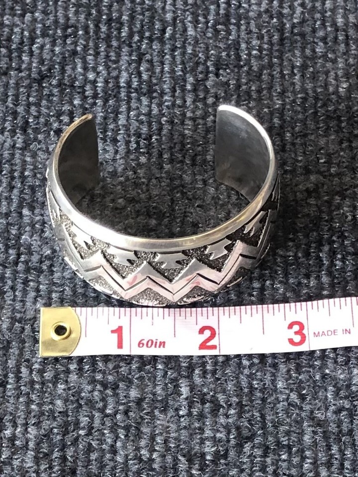 VTG 925/Sterling Cuff Bracelet Navajo R.H. Randy Hoskie Native American ...
