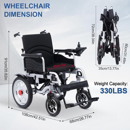 500W Dual Motor Electric Wheelchair Folding Mobility Aid Motorized ...