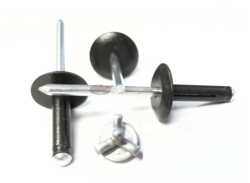 Flat Black 3/16" Large Head Tri-Fold Exploding Aluminum Mandrel Pop ...