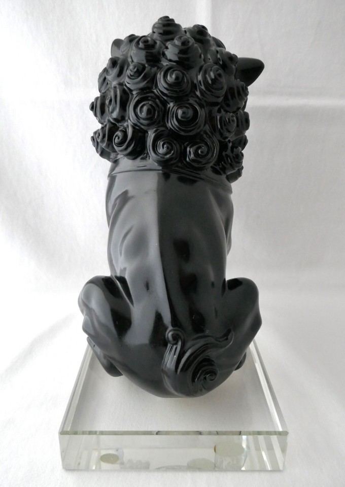 Modern pair of Black Chinese Foo Dogs on Large Lucite Base Bookends ...