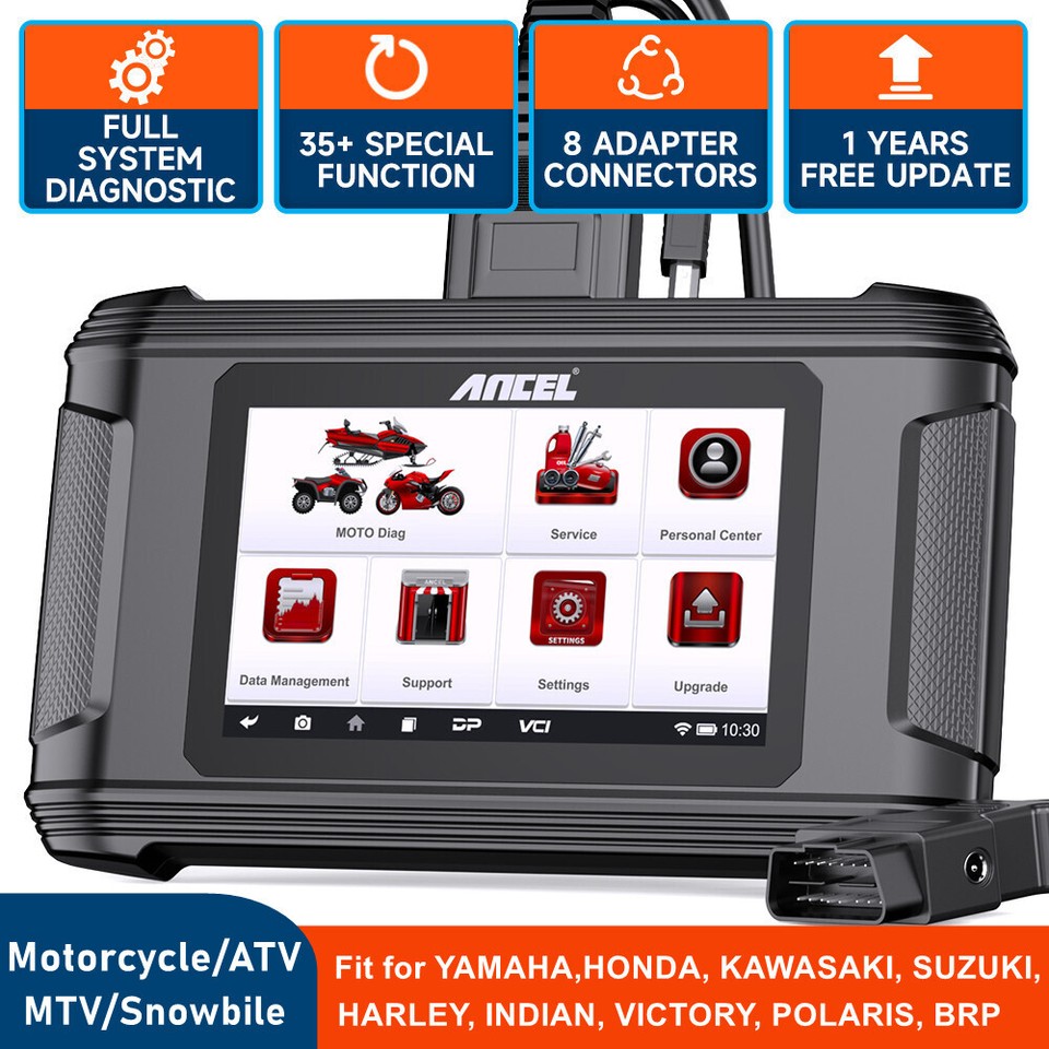 ATV UTV Motorcycle Diagnostic Tool Full System Scan OBD2 Scanner OBD ...