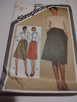 1980 SIMPLICITY 9789 Misses' Slim Fitting Skirts Size 14 Waist 28" CUT ...
