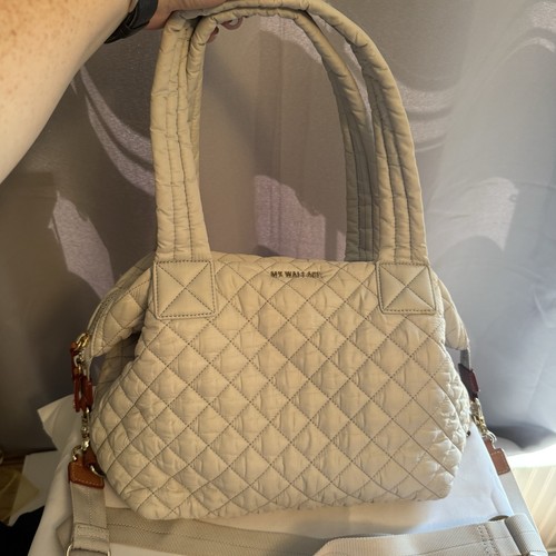 MZ WALLACE SUTTON MEDIUM GRAY NYLON QUILTED SHOULDER CROSSBODY BAG WITH STRAP | eBay