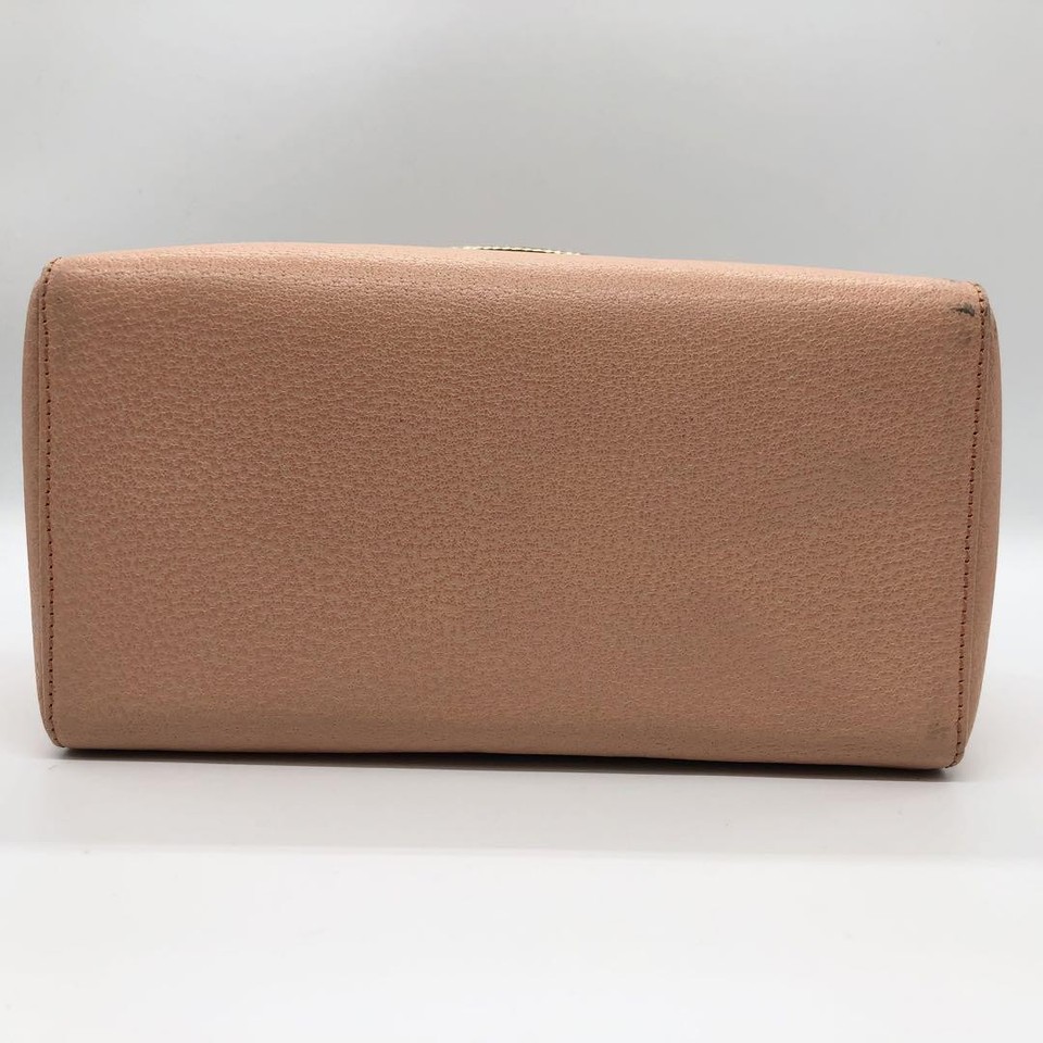 FENDI Mamma Bucket Tote Handbag Box-Shaped Leather Pink Logo Gold ...