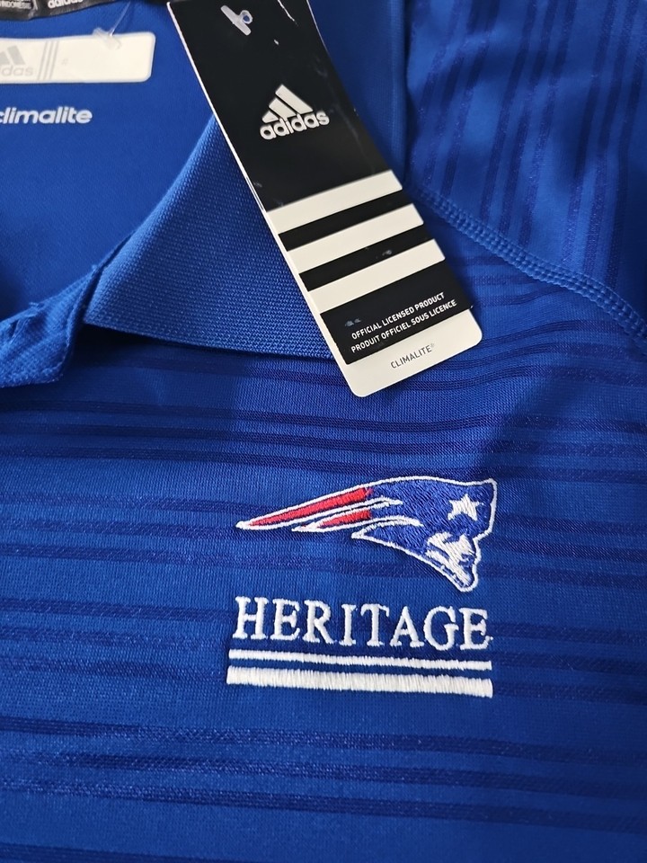 New England Patriots Adidas Climalite Heritage Blue Polo Throwback Men ...