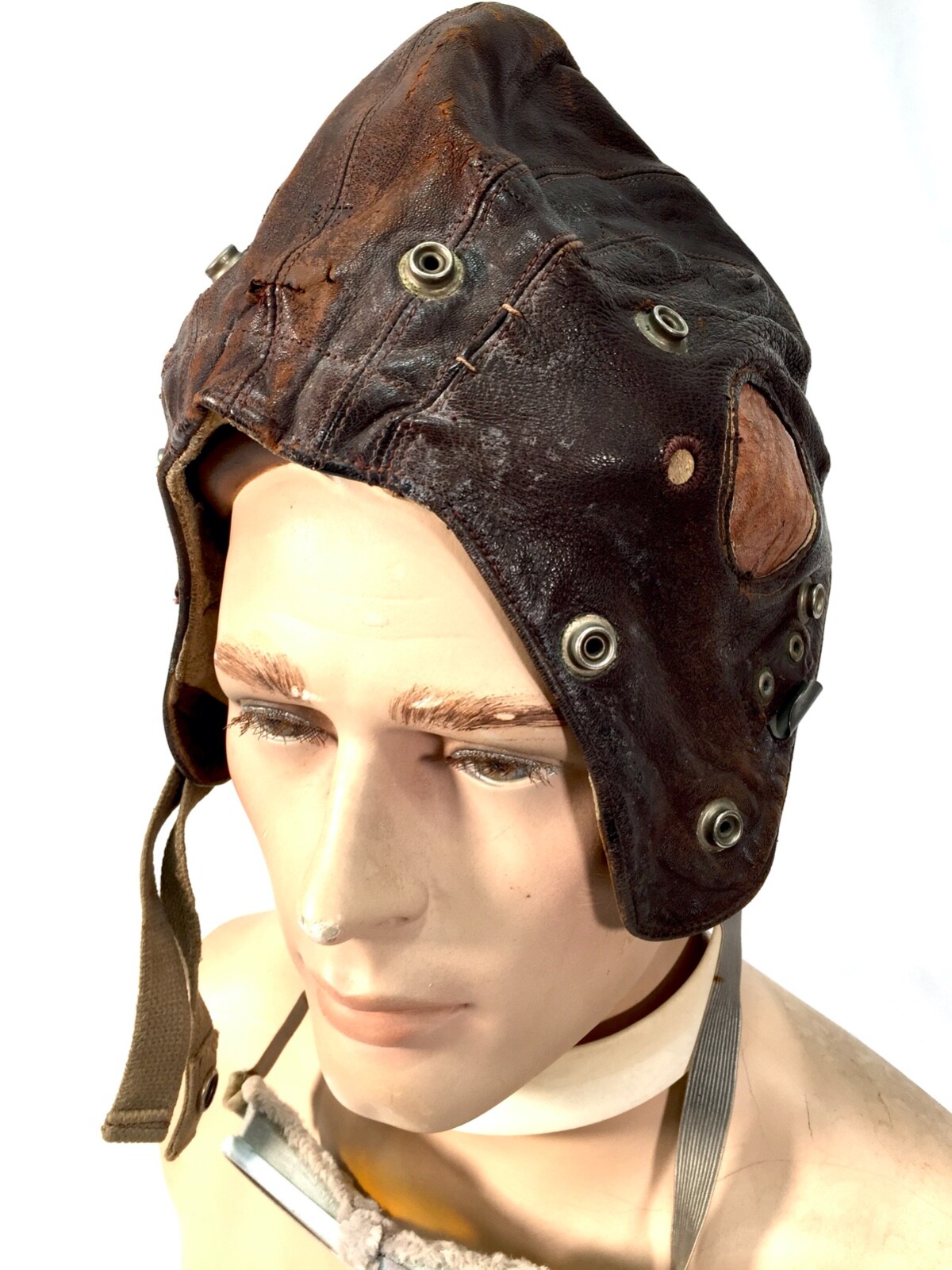 Antique 1940s Brown Leather Flying Cap & Goggles / Car Racing / RAF ...